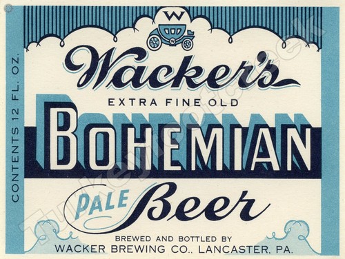 Wacker's Bohemian Pale Beer Label 9" x 12" Metal Sign | eBay