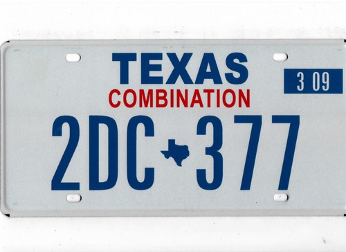 TEXAS 2009 license plate "2DC 377" ***MINT***COMBINATION*** | eBay