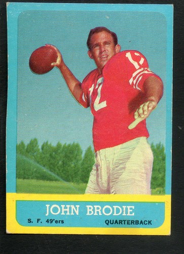 1963 Topps Football Card #134 John Brodie-San Francisco 49ers Poor Card ...