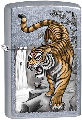Zippo 99719 Tiger on Edge of Waterfall Street Chrome Lighter | eBay