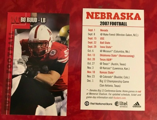 2007 NEBRASKA HUSKERS FOOTBALL POCKET SCHEDULE BO RUUD | eBay