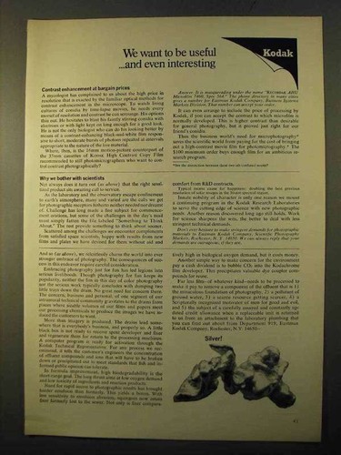 1970 Kodak High Contrast Copy Film Ad - To Be Useful | eBay
