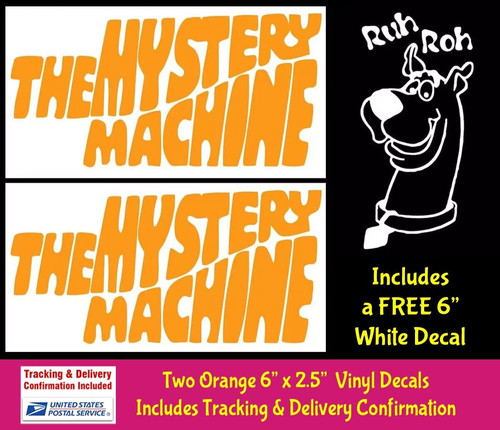 The Mystery Machine Logo 2 PK Orange Vinyl Decals Car Window Laptop ...