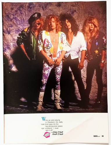 ENUFF Z'NUFF~DONNIE VIE/CHIP/DEREK FRIGO~1990 POSTER~VTG MAGAZINE PINUP ...