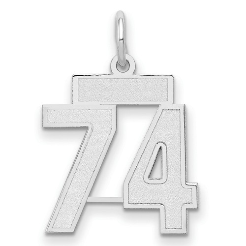 14k White Goldw Small Satin Number 74 Charm | eBay