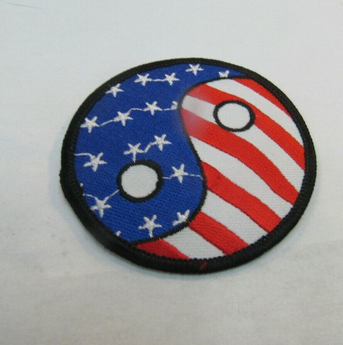 YING YANG PATCH COLLECTABLE RARE VINTAGE EMBROIDED 90'S METAL USA FLAG ...
