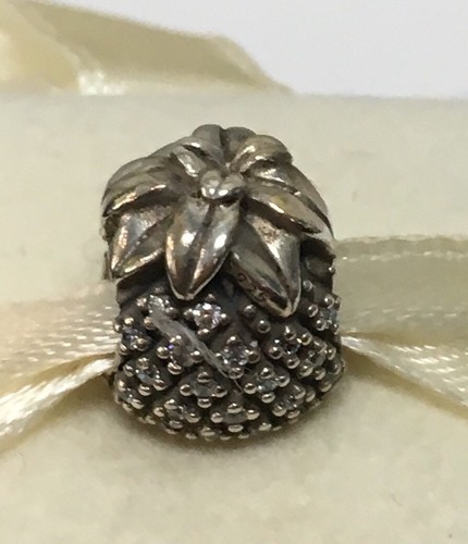 Authentic PANDORA S925 Sparkling Pineapple Charm 791293CZ W Suede Pouch ...