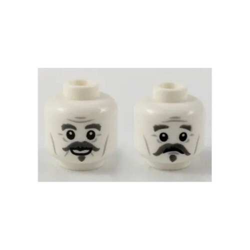 LEGO - Minifig, Head Gray Eyebrows, Handlebar Moustache & Chin Puff ...