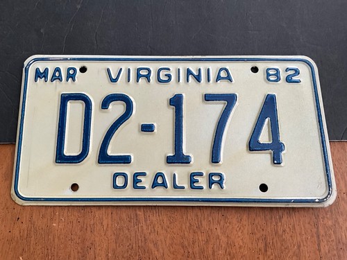 1982 Virginia Dealer License Plate Tag D2 174 | eBay
