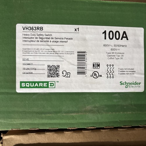 VH363RB Square D disconnect switch 100A 600V Fusible | eBay