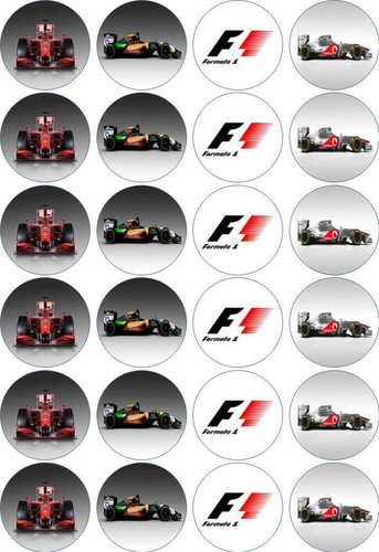 24 x 4.5cm FORMULA 1 EDIBLE WAFER PAPER CUPCAKE TOPPERS | eBay UK