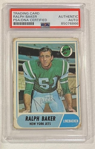 1968 Topps Ralph Baker - New York Jets - Autographed / Signed Card ...