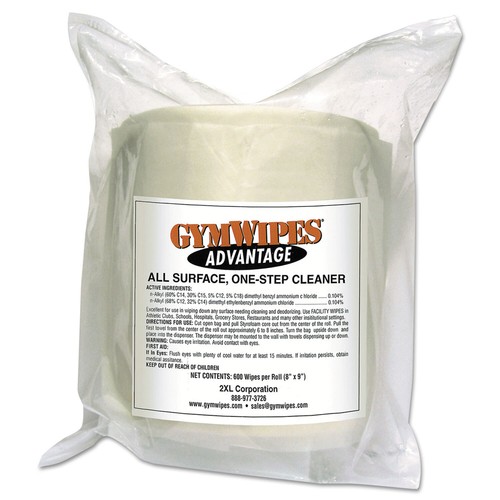 2XL Gym Wipes Advantage, 6 x 8, White, Unscented, 900/Roll, 4 Rolls/Ct ...