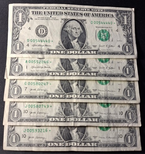 (5) $1 Star Notes, 500k Serial Numbers. | eBay