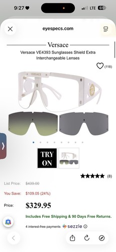 AUTHENTIC VERSACE OVE 4393 MAGNETIC MEDUSA SHIELD SUNGLASSES W/ EXTRA ...