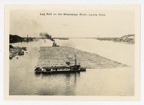 Photograph of Log Raft on the Mississippi River Lyons Iowa | eBay