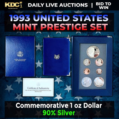 1993 United States Mint Prestige Proof Set 7 Coins W/ Box & COA | eBay