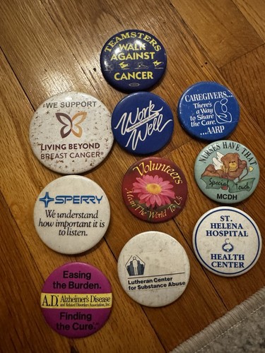 Vintage Lot Of 10 Pinback Buttons Healthcare Medical Nurses Hospital ...