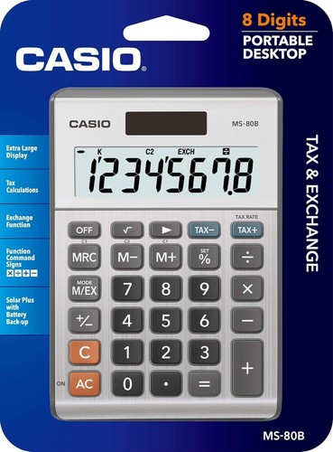 CASIO MS-80B STANDARD FUNCTION DESKTOP CALCULATOR TWO-WAY POWERED SOLAR ...