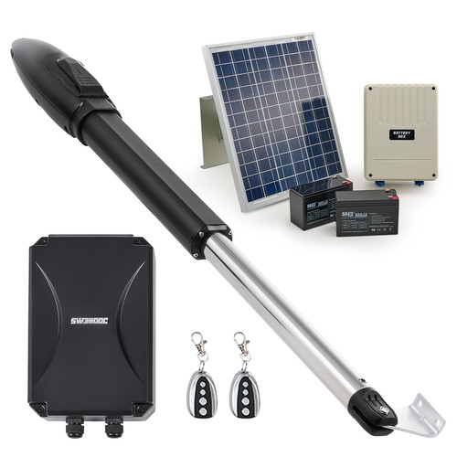 CO-Z Solar Powered Single Swing Gate Operator w 2 Remotes for 660lb ...