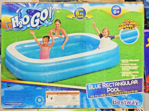 H20GO! BLUE RECTANGULAR POOL OVER 8' LONG INFLATABLE | eBay