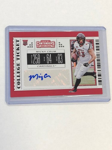 MICKY CRUM 2019 PANINI CONTENDERS DRAFT PICKS AUTO RC LOUISVILLE ...