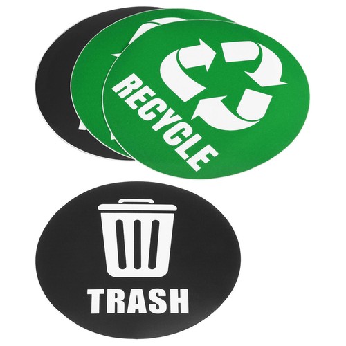 4 Pack Recycle Sticker Home Trash Can Labels Vinyl 5" White on Green ...