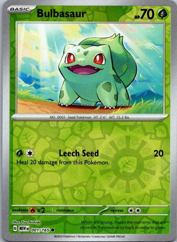 Pokemon Scarlet & Violet 151 Bulbasaur Reverse Holo 001/165 | eBay