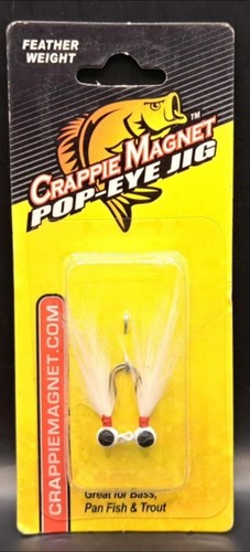 Leland’s Lures Crappie Popeye Jig Fishing Lure 2 Pack ~White 1/64 Size ...