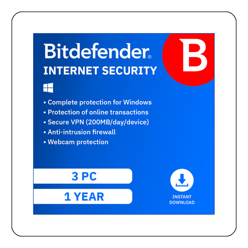 Bitdefender Internet Security - 3 PC 1 Year - [Download] | eBay