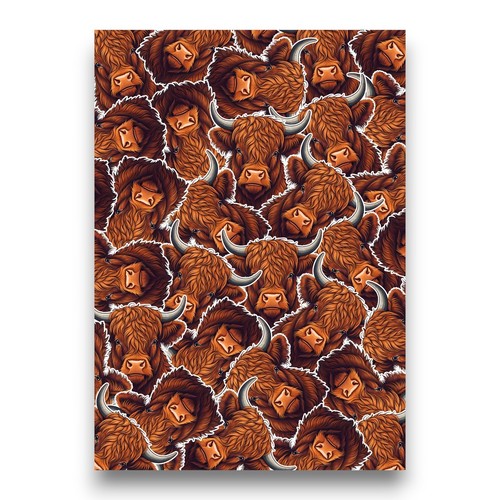 A4 Scottish Highland Cow Vinyl Sticker Bomb Sheet Decal Wrap Car Van ...