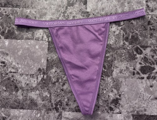 VICTORIA'S SECRET M PURPLE 100% COTTON LOGO BAND VINTAGE RARE V STRING ...