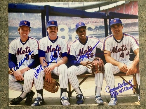 Mets Dwight Gooden Ron Darling Walt Terrell Ed Lynch signed 8x10 WCOA ...