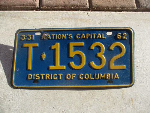 District of Columbia 1961 / 62 license plate # T - 1532 | eBay
