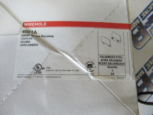 Wiremold 4001A BOX OF (5) 4000 Series Raceway Couplings- NEW-B | eBay