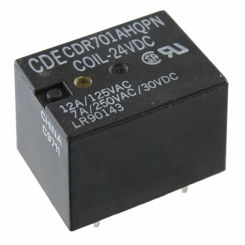 CDE CDR701AHQPN SPST Coil-24vdc - 12 Amp Relay Rated at 125 VAC - Small ...