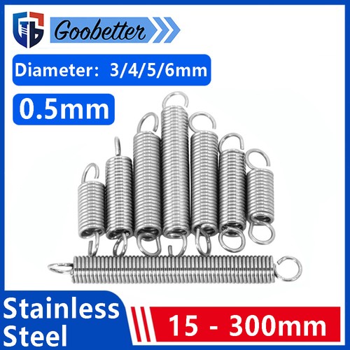 0.5mm Stainless Steel Hook Springs Extension Tension Spring Length 15mm ...