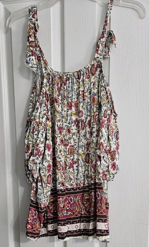 Beautiful Tank Top,Tie Shoulders, Open Sleeve,Multi Color Floral, Size ...
