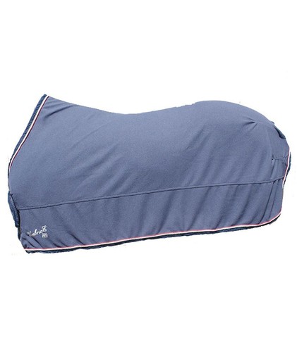 Breathable technical riding blanket with trimmings and closure with ...