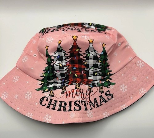 Christmas Bucket Hat Women's Merry Christmas Pink Bucket Hat Plaid ...
