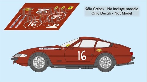 Decals Ferrari 365 GTB/4 Daytona Le Mans 1969 16 1:32 1:43 1:24 1:18 64 ...