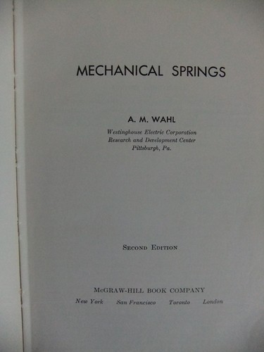 Mechanical Springs 2nd Edition 2 A.M. Wahl, red cover Good condition | eBay
