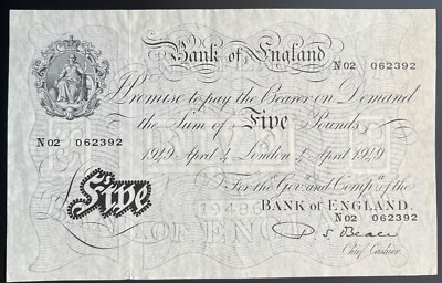White Five Pound Note in English Banknotes Pre-1952 for sale | eBay