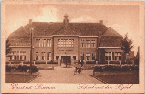 Netherlands Groet uit Bussum School met de Bijbel Vintage Postcard B106 ...
