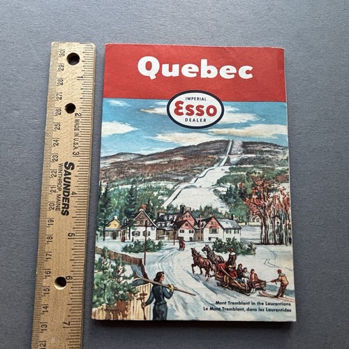 VINTAGE HIGHWAY MAP 1954 Quebec Canada Imperial ESSO Petroleum Dealer ...