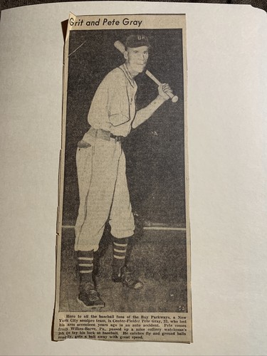 Pete Gray Bay Parkways New York Semi Pro 1939 Sporting News Baseball ...