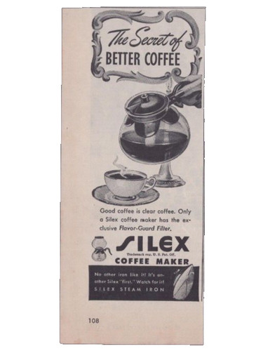1945 Print Ad Silex Coffee Maker Flavor-Guard Filter Secret of Better ...