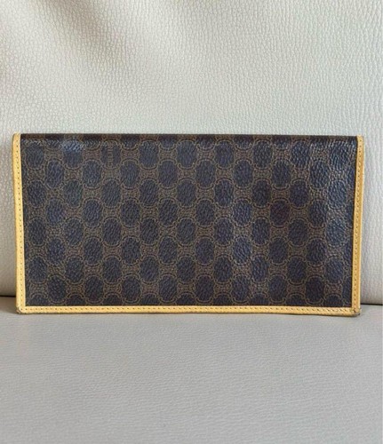 CELINE Macadam Pattern Long Wallet Bifold Color Brown PVC Leather Purse ...