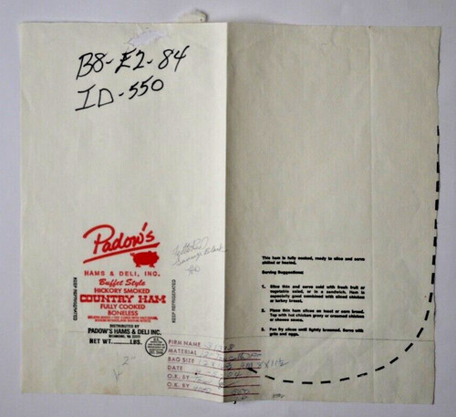 Vintage Paper Sack Bag - COUNTRY HAM, PADOW'S HAMS & DELI, RICHMOND VA ...