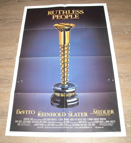 1986 RUTHLESS PEOPLE 1 SHEET MOVIE POSTER BETTE MIDLER DANNY DeVITO ...